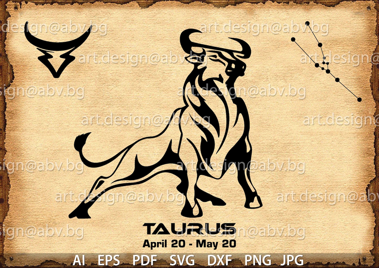 Vector ZODIAC TAURUS AI Eps Pdf Png Svg Dxf Jpg Image - Etsy