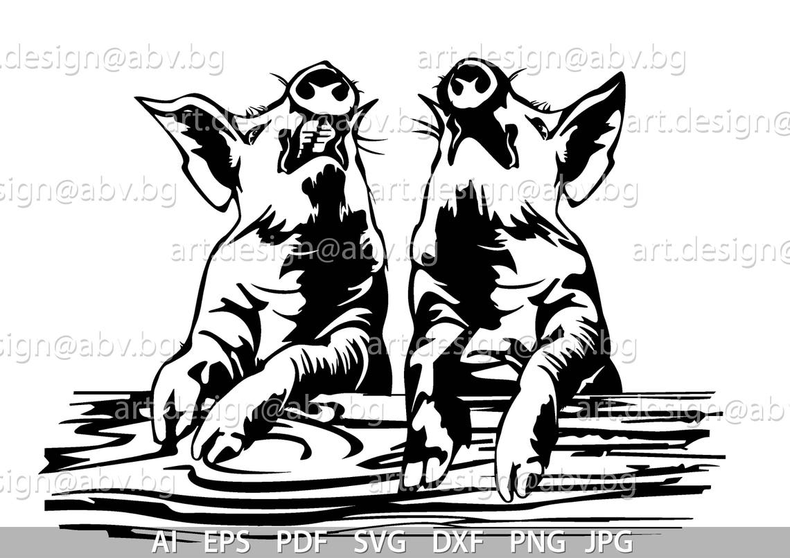 Vector SINGING PIGS Ai Png Eps Pdf Svg Dxf Jpg - Etsy