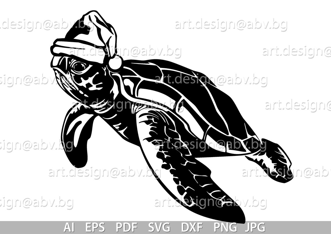 Vector TURTLE With Christmas Hat AI PNG Eps Pdf Svg Dxf - Etsy