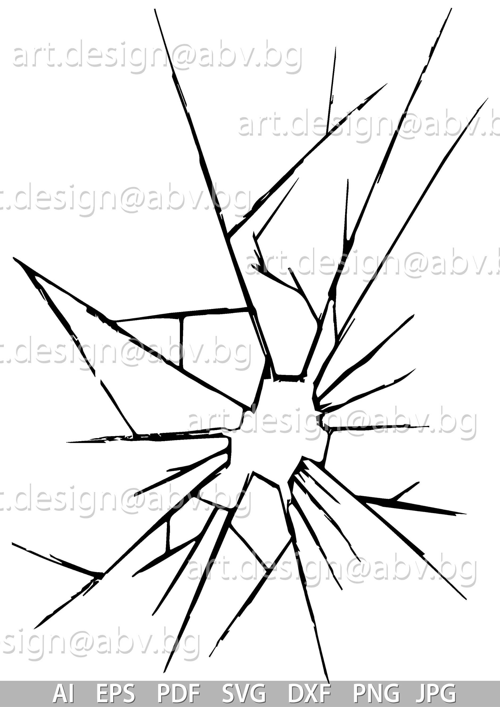 Vector BROKEN GLASS AI eps png pdf svg dxf jpg instant | Etsy