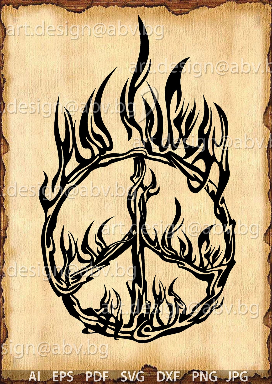 Vector FREEDOM Peace Sign Symbol in Fire AI PNG Eps Pdf | Etsy