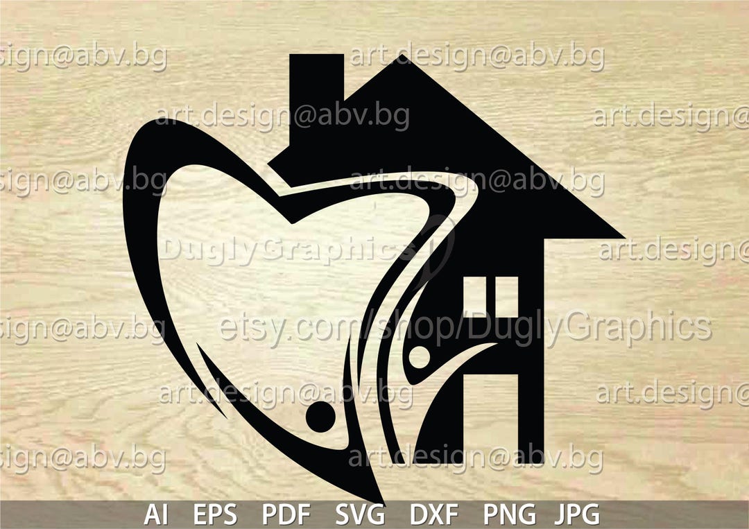 Vector HOUSE Heart, Ai Eps Pdf Svg Dxf Png Jpg Instant Download ...