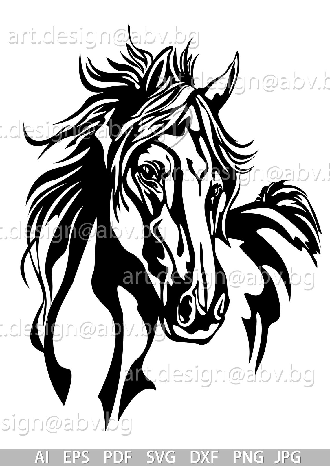 Vector HORSE Head SVG DXF Ai Eps Pdf Png Jpg Download | Etsy