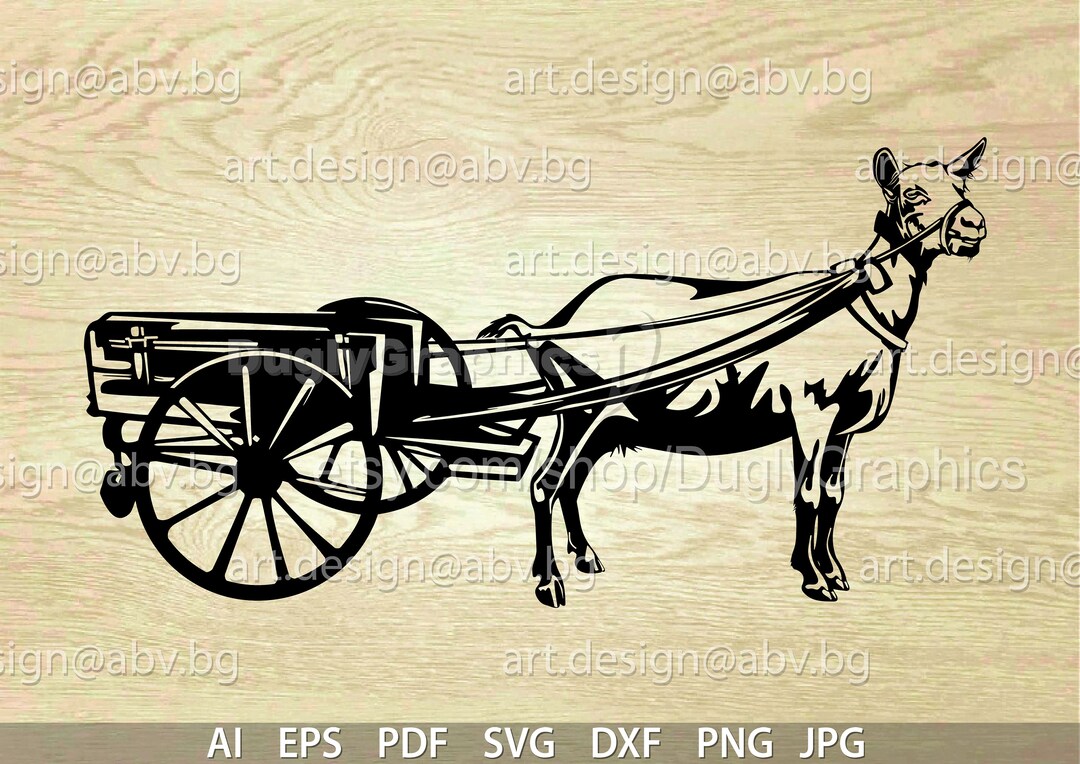 Goat With Cart Vector Art Print (digital Download) - Etsy