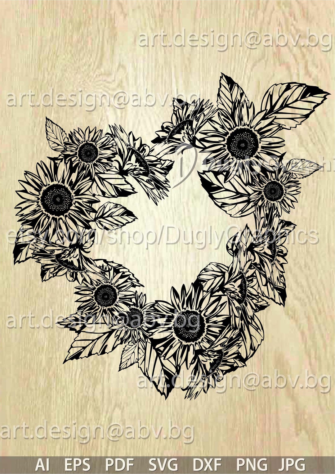 Sunflower Heart Vector (ai, Eps, Svg, Png, Jpg) Digital Download - Etsy