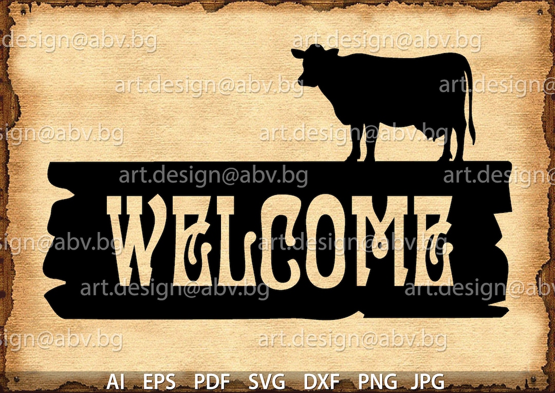 Vector WELCOME, Text, Cow, AI, Eps, PNG, Pdf, Svg, Dxf, Jpg Download ...
