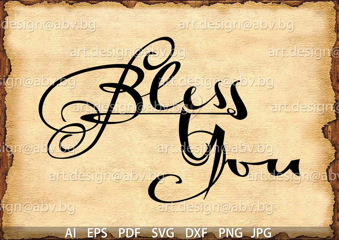 Vector BLESS YOU, Ai, Eps, Pdf, Svg, Dxf, Png, Jpg Download, Digital ...