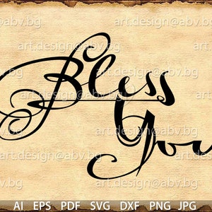 Vector BLESS YOU, Ai, Eps, Pdf, Svg, Dxf, Png, Jpg Download, Digital ...