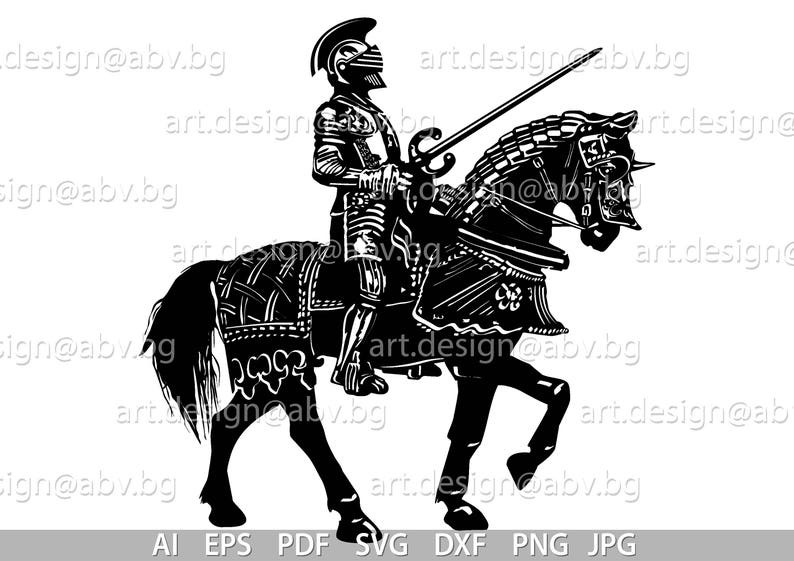 Vector KNIGHT on HORSE SVG Dxf Ai Eps Pdf Png Jpg - Etsy