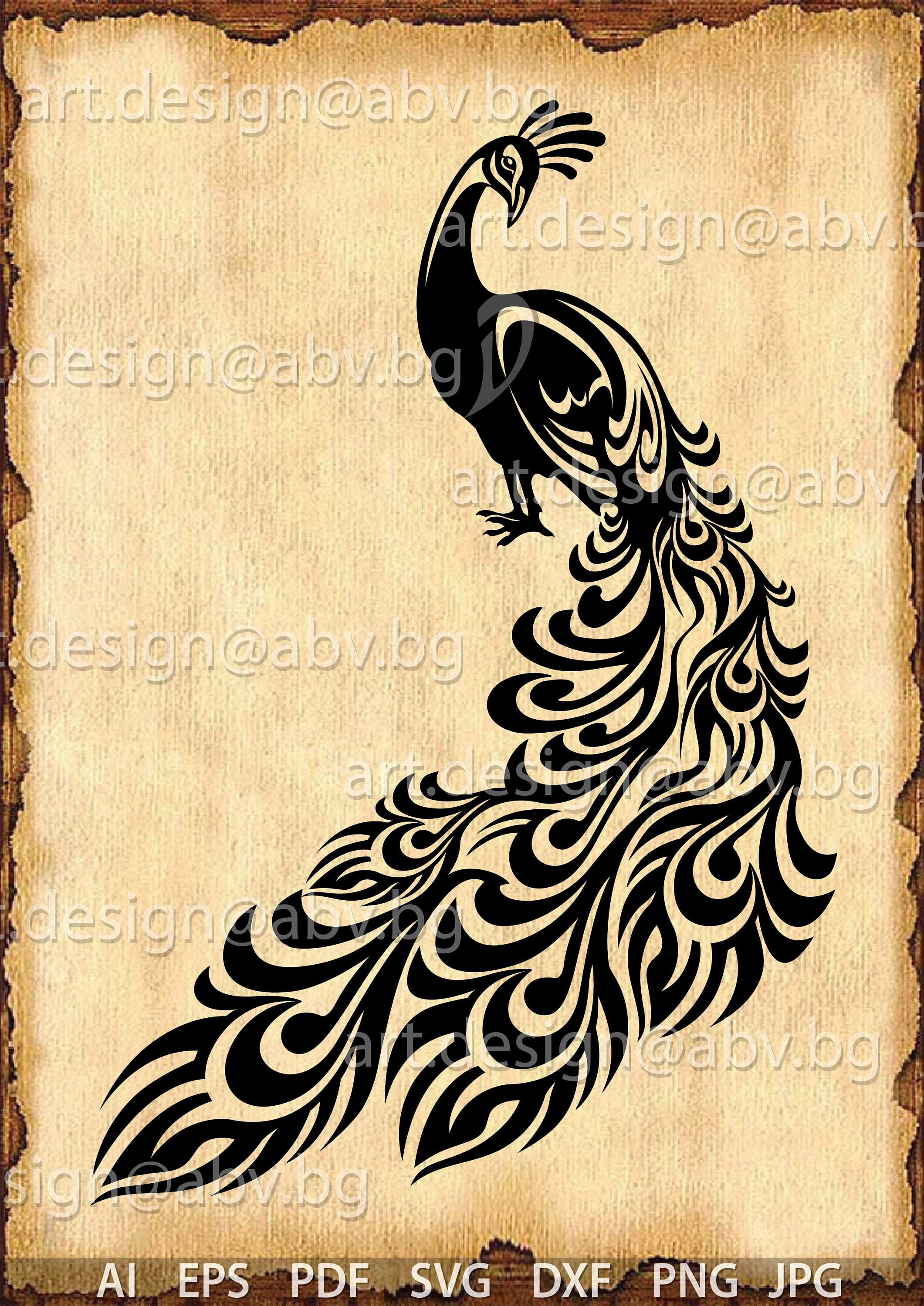 Vector PEACOCK Bird AI PNG Eps Pdf Svg Dxf Jpg Download - Etsy Canada