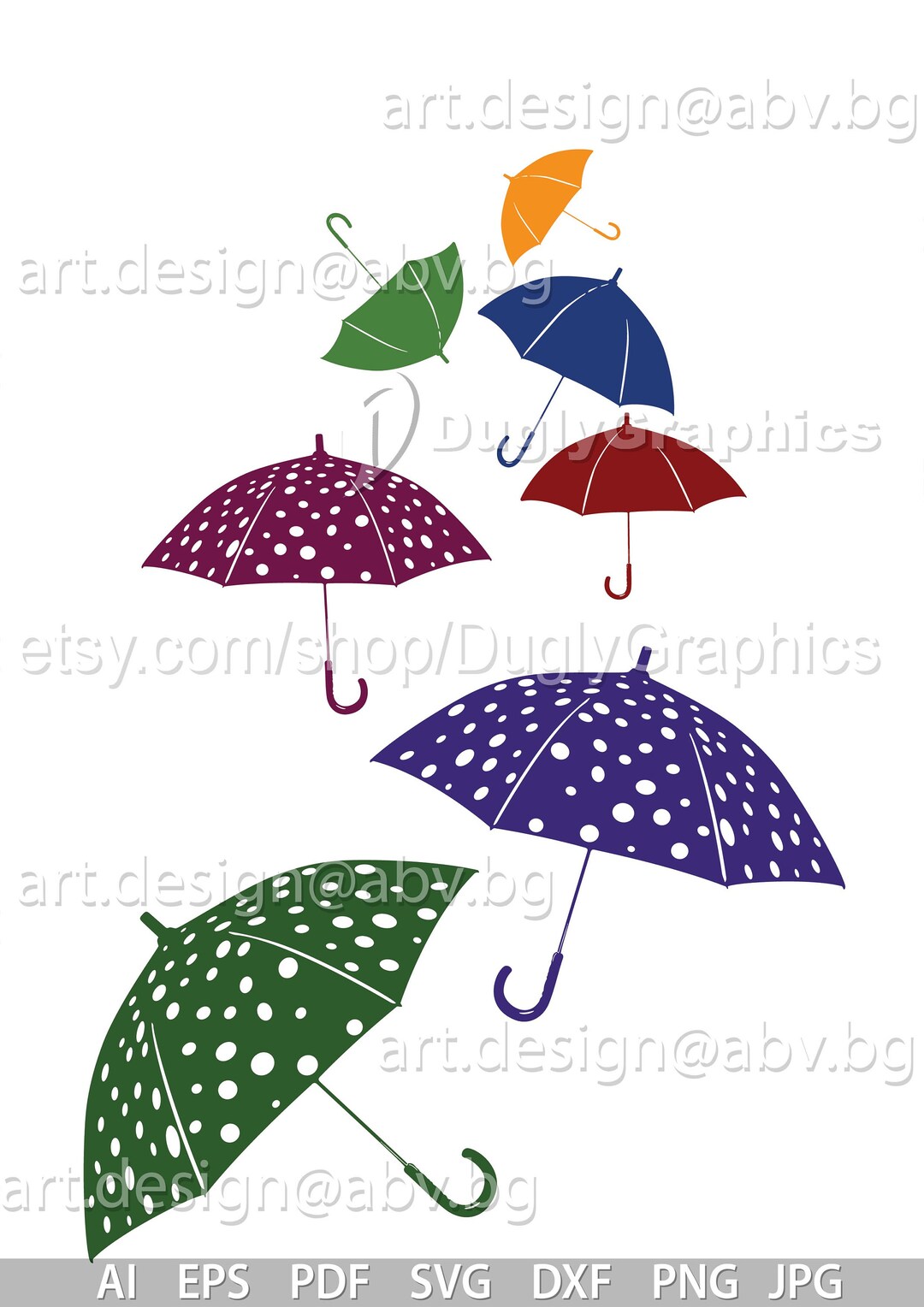 Vector UMBRELLAS Colored, AI, Eps, Pdf, Svg, Png, Dxf, Jpg Download ...