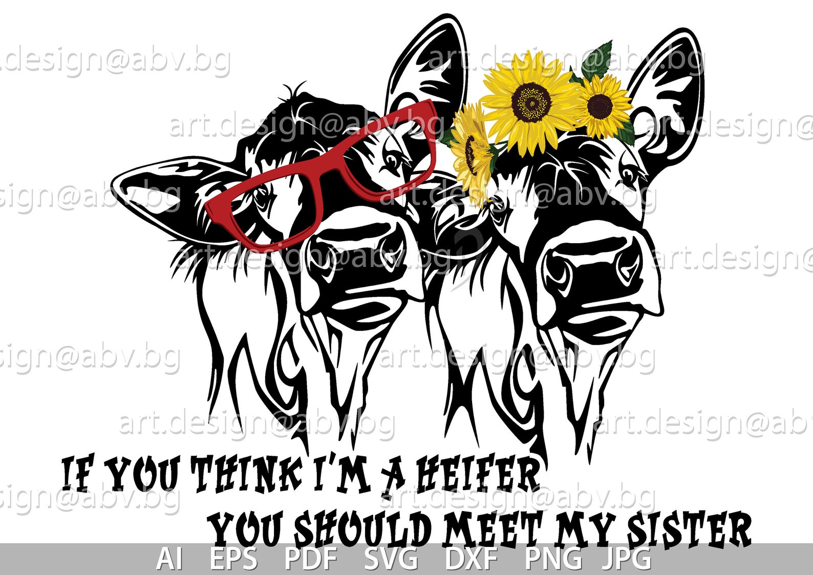 Vector 2 HEIFERS for PRINTING Calf Head AI Png Eps Pdf - Etsy