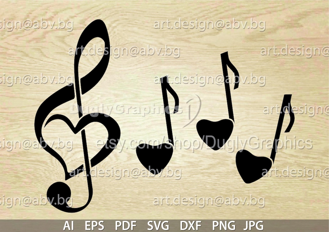 Heart Music Notes Vector Art (digital Download) - Etsy