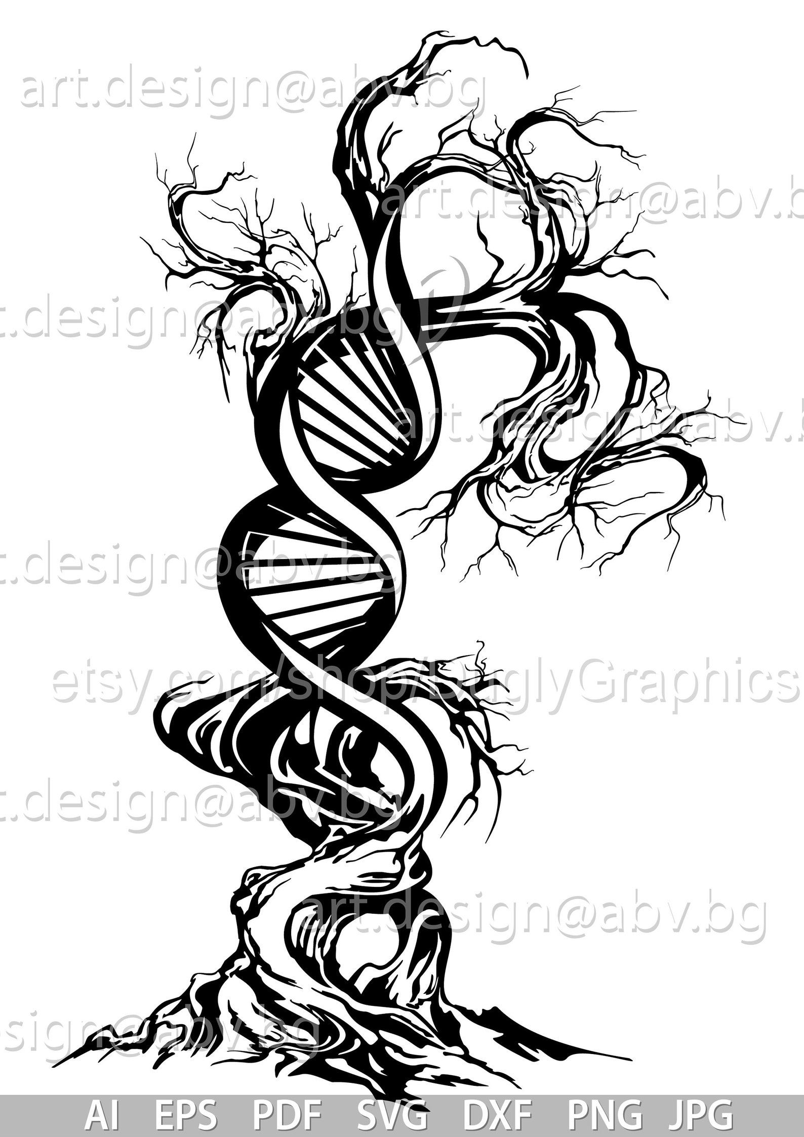 Vector DNA TREE Structure AI Eps Pdf Svg Dxf Png Jpg Download | Etsy