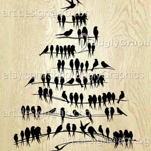 Vector BIRDS TREE, Ai, Eps, Pdf, Svg, Dxf, Png, Jpg Instant Download ...