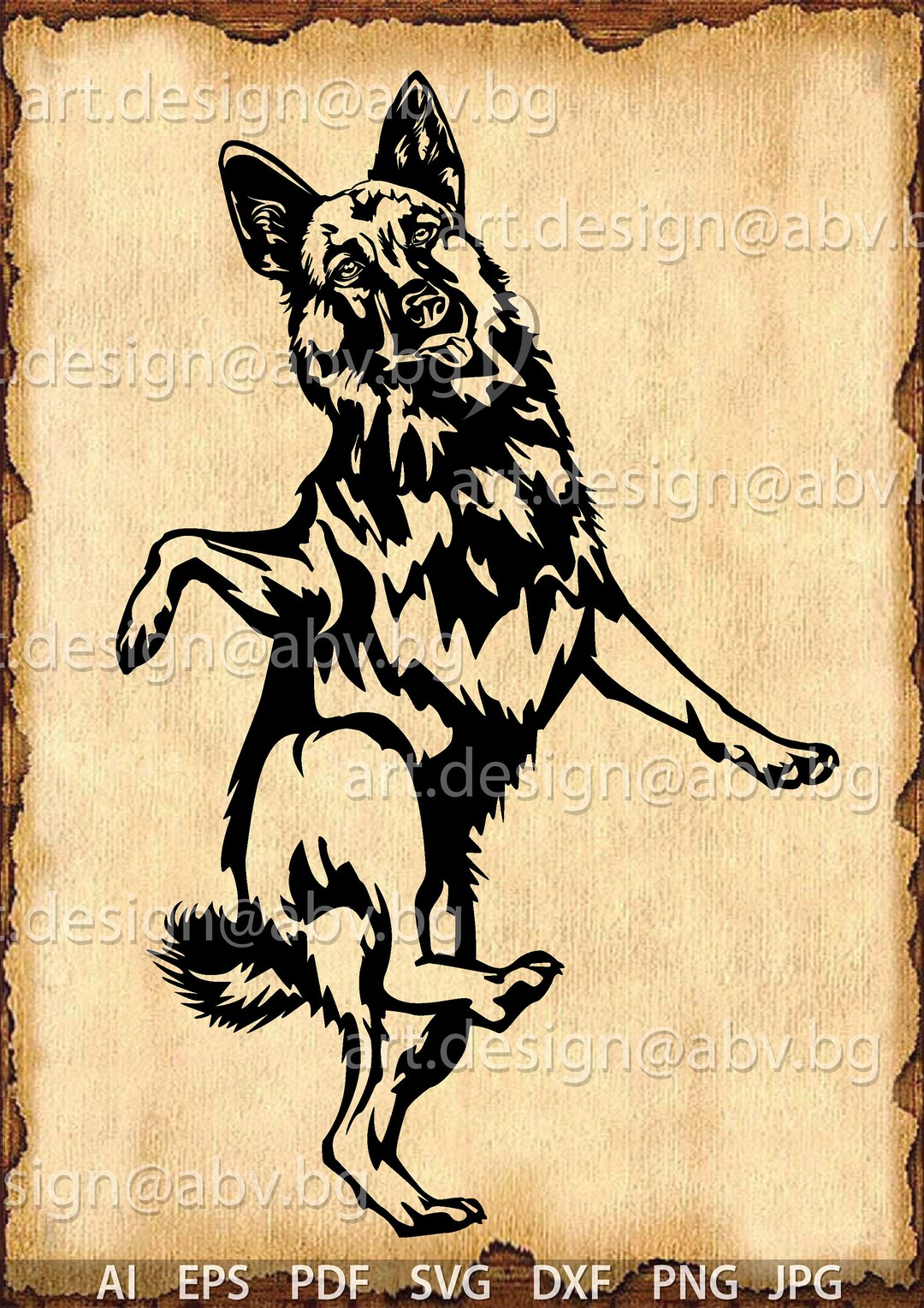 Vector DOG, Dancing German Shepherd, Funny, AI, Png, Pdf, Eps, Svg, Dxf ...