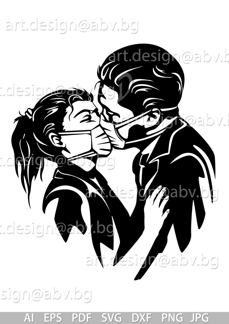 Vector KISS With Face Masks Love AI Png Eps Pdf Svg - Etsy