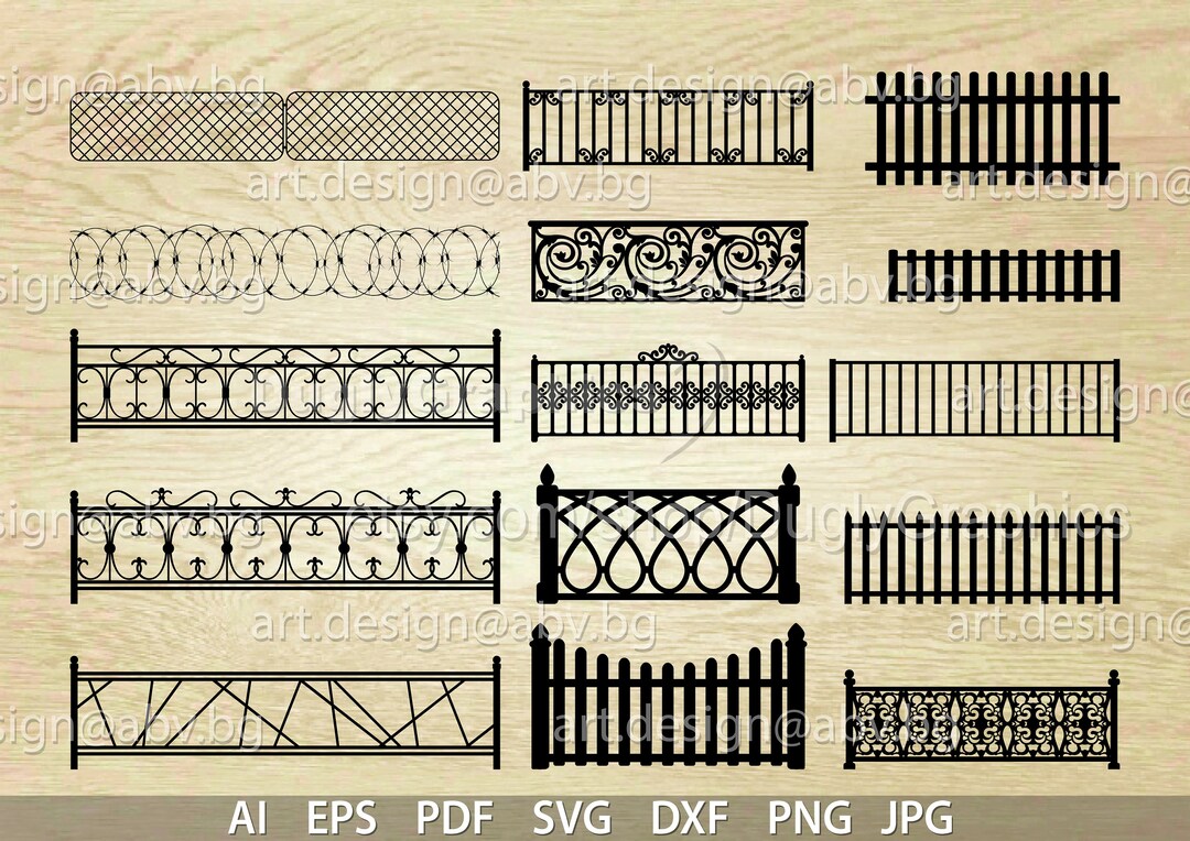 Vector 15 FENCES BUNDLE, AI, Eps, Svg, Pdf, Dxf, Png, Jpg Nstant ...