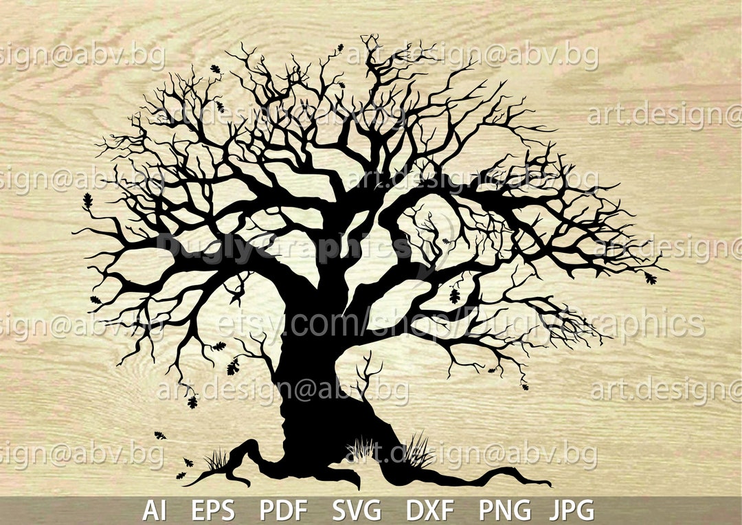 Vector OAK TREE, AI, Eps, Pdf, Svg, Dxf, Png, Jpg Image Graphic Digital ...