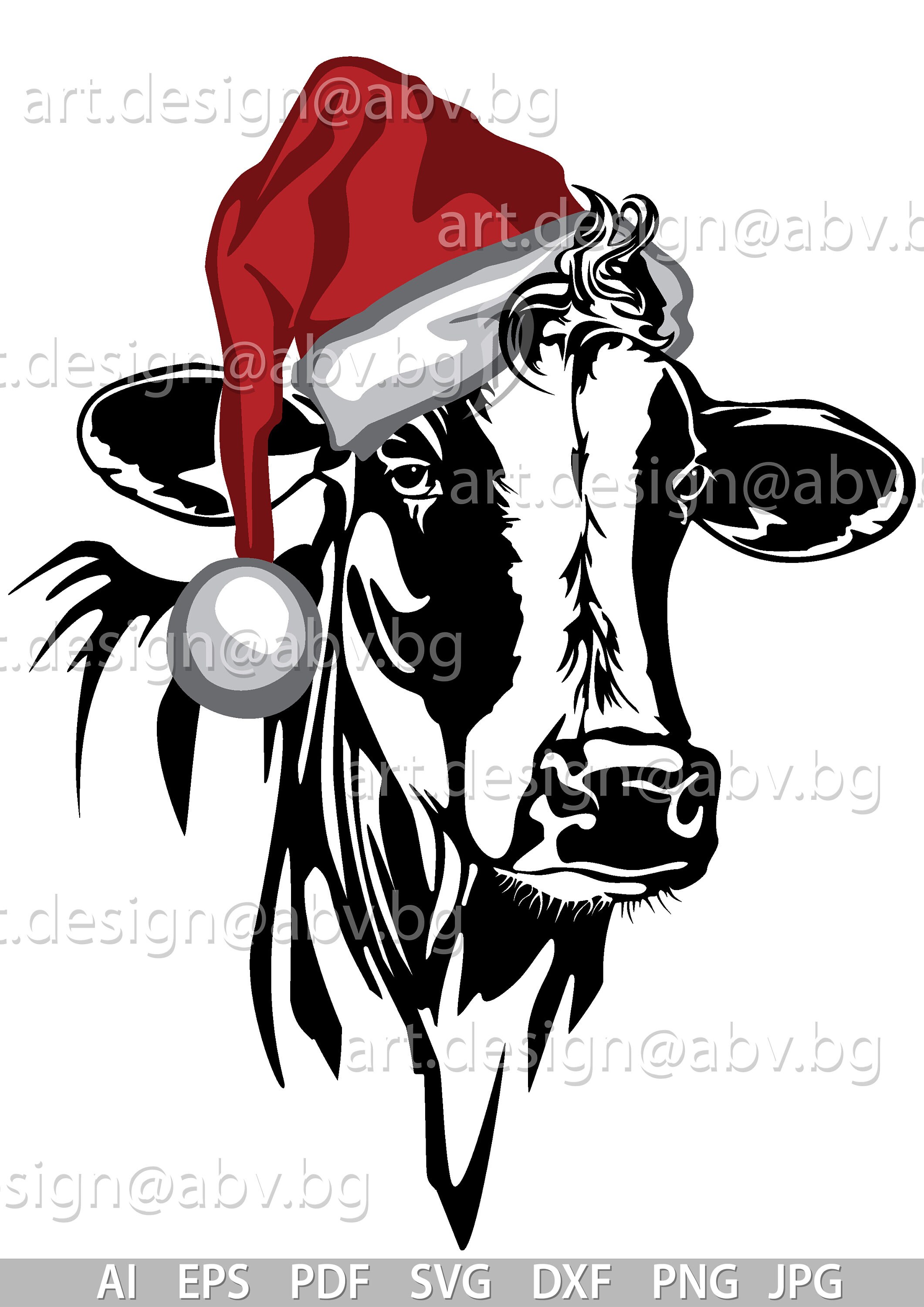 Vector 12 COWS With Christmas Hat Svg Pet Head AI PNG Eps Pdf | Etsy