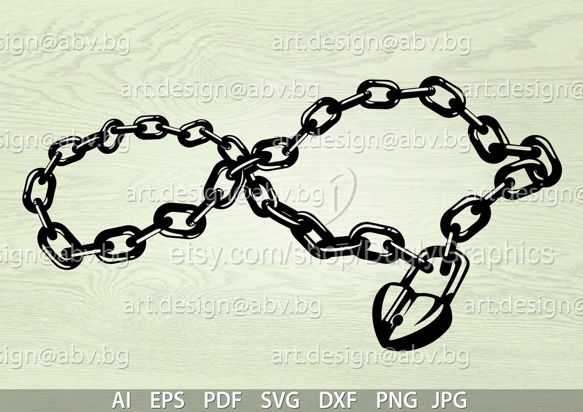 Vector CHAINS INFINITY Love Padlock AI Eps Svg Dxf Pdf Png Jpg | Etsy