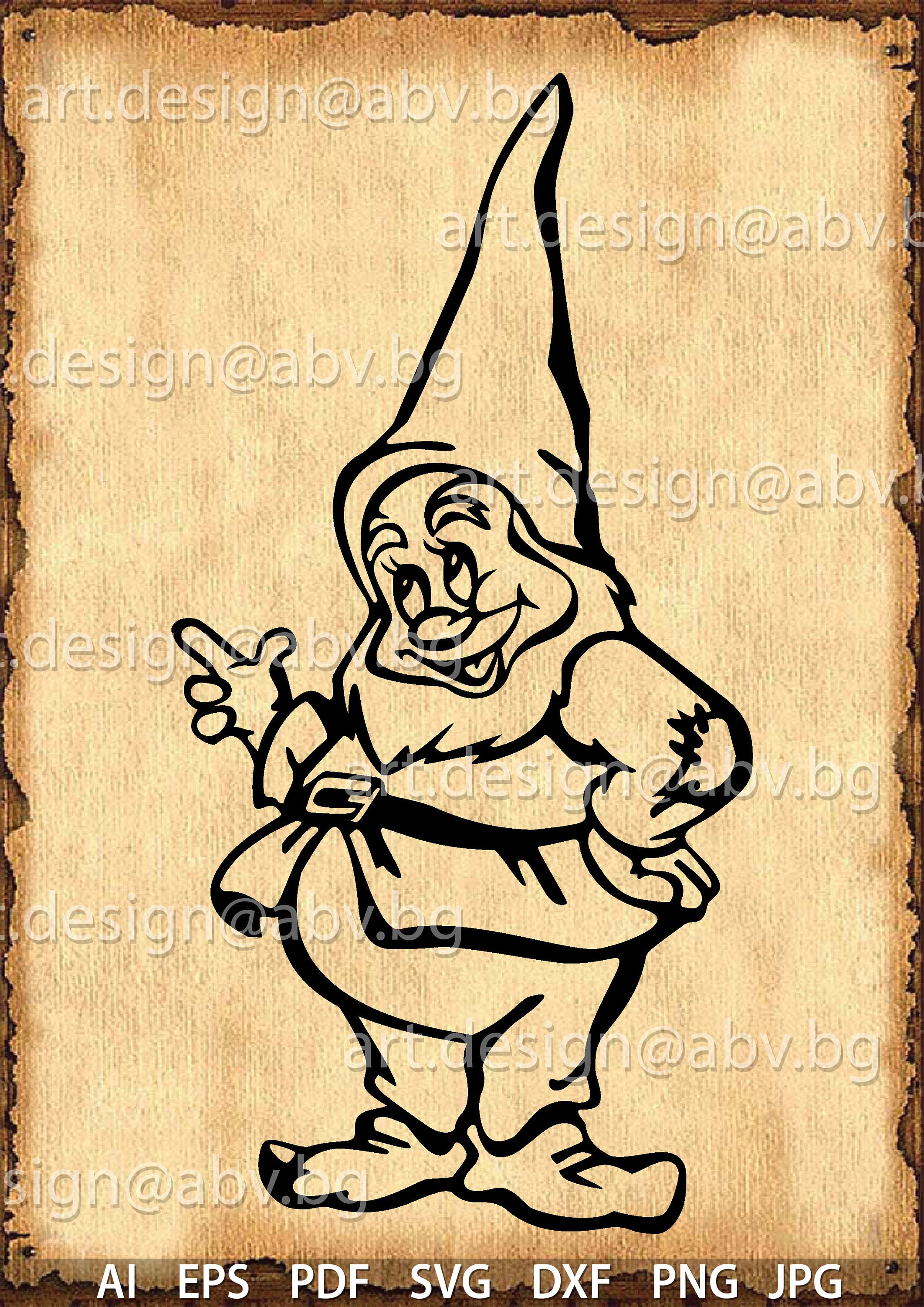 Vector GARDEN GNOME, AI, Pdf, Eps, Svg, Dxf, Png, Jpg Download, Digital ...