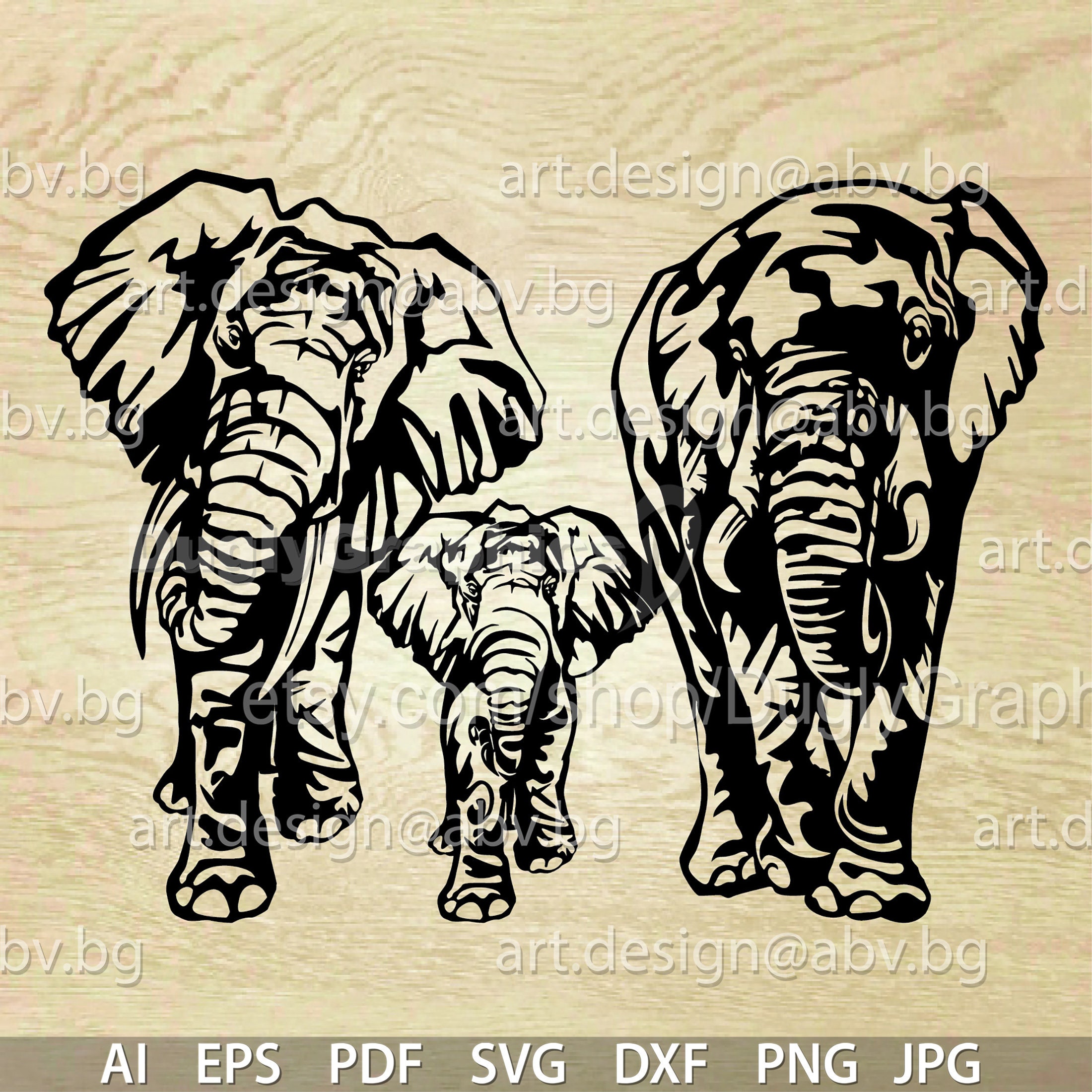 Vector ELEPHANT FAMILY AI Eps Pdf Svg Dxf Png Jpg Download Graphical ...