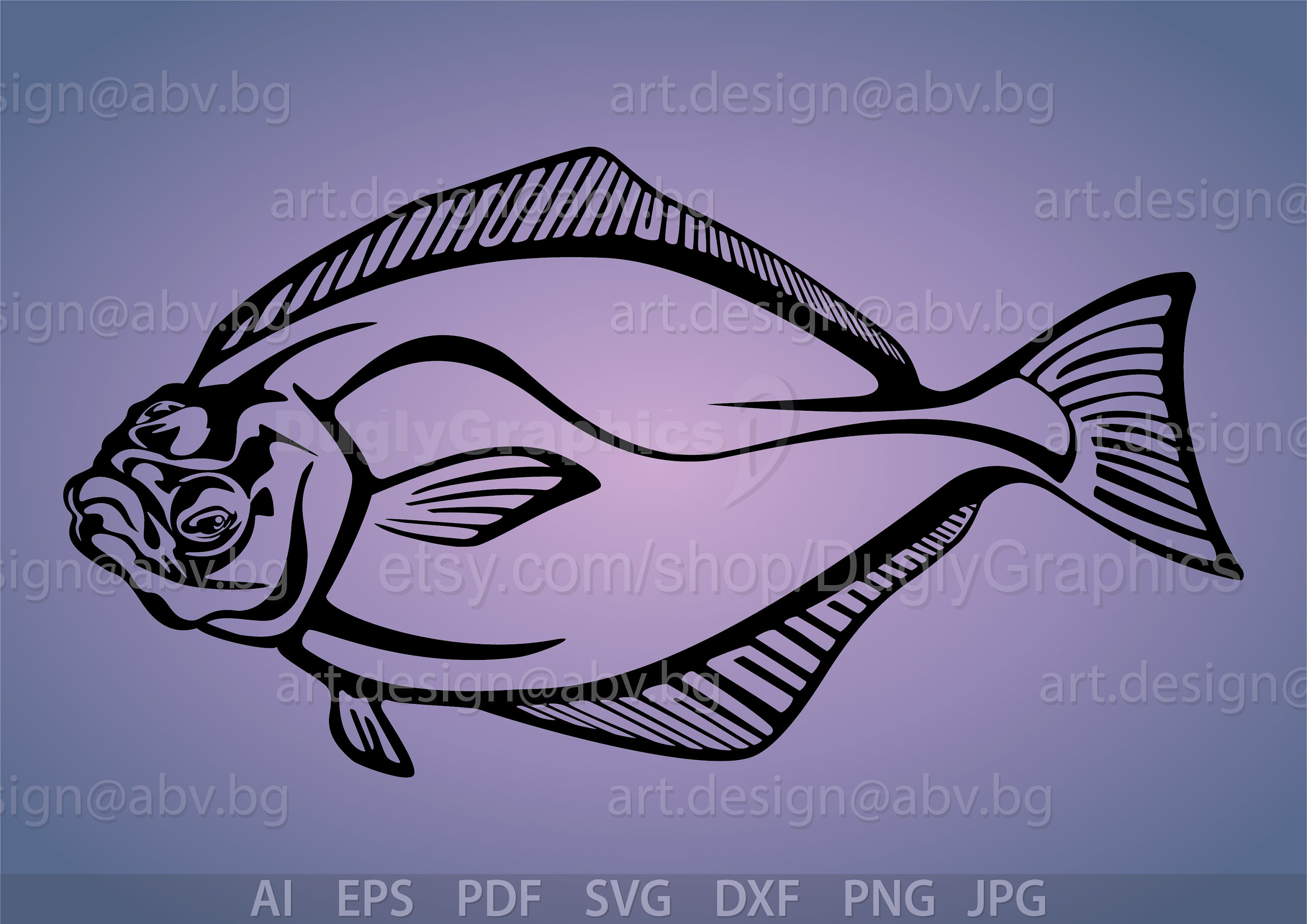 Vector HALIBUT Fish, AI, Eps, Pdf, Png, Svg, Dxf, Jpg Image Graphic ...