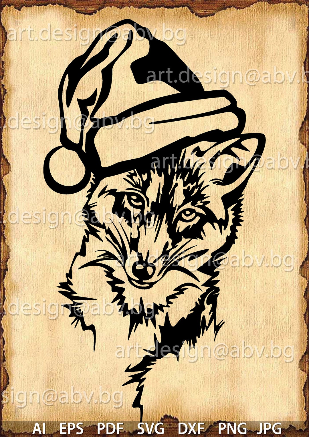Christmas Fox Vector Art, Santa Hat Graphic (digital Download) - Etsy