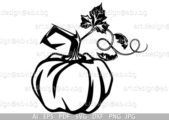 Zwart Witte Pompoenclipart Pompoen Silhouet SVG PNG, Snijden