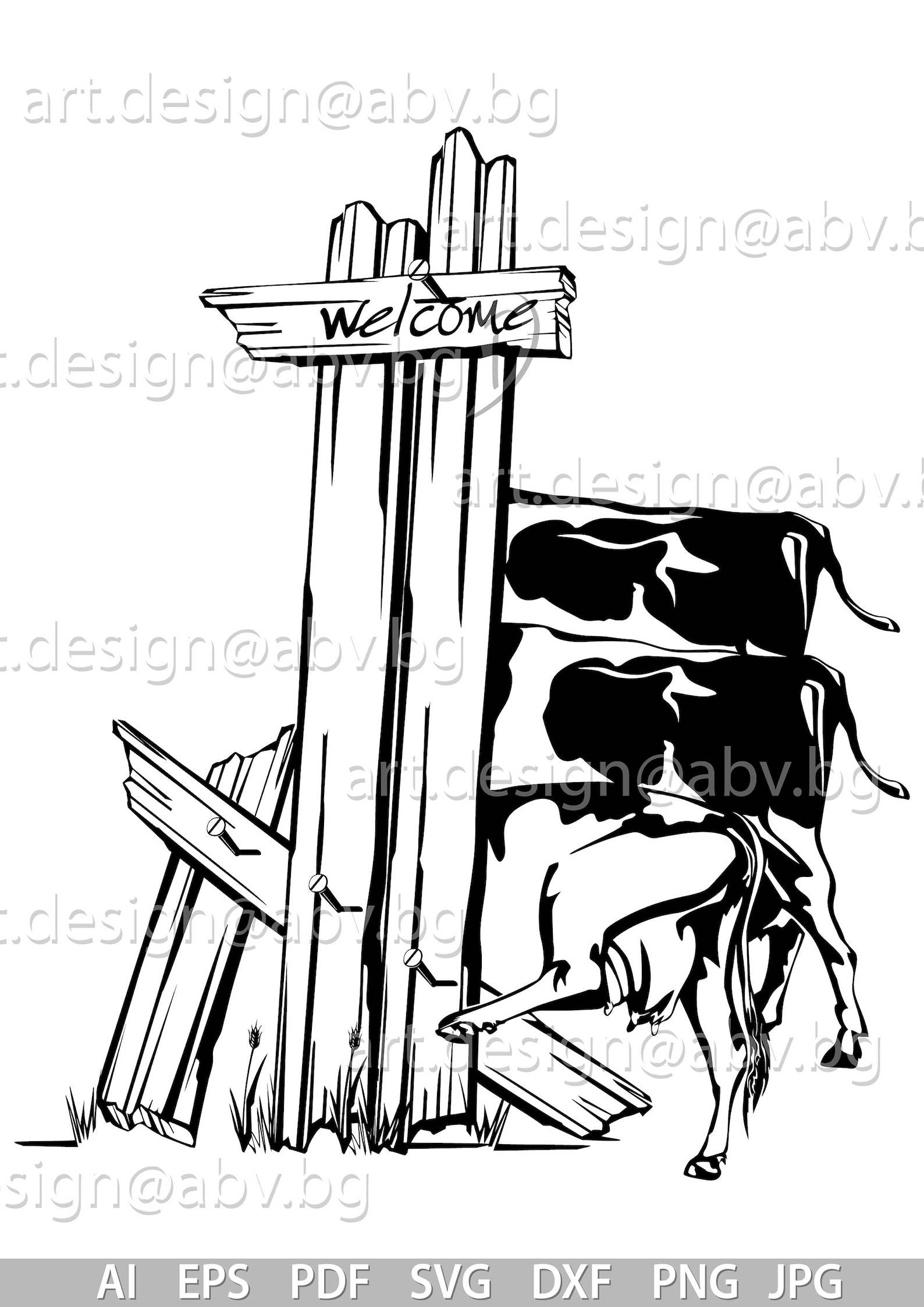 Vector WELCOME cows text ai eps pdf svg dxf png jpg | Etsy