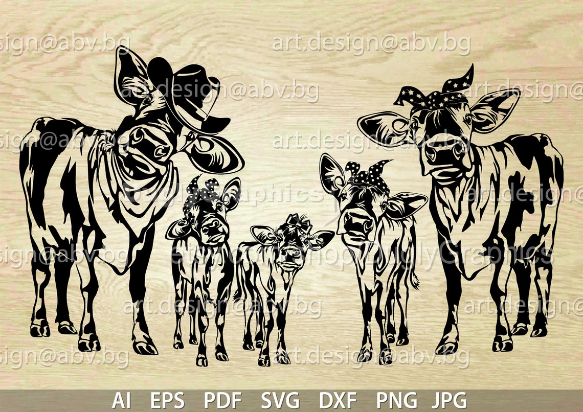 Vector BIG COW FAMILY Calf Head Ai Png Eps Pdf Svg - Etsy