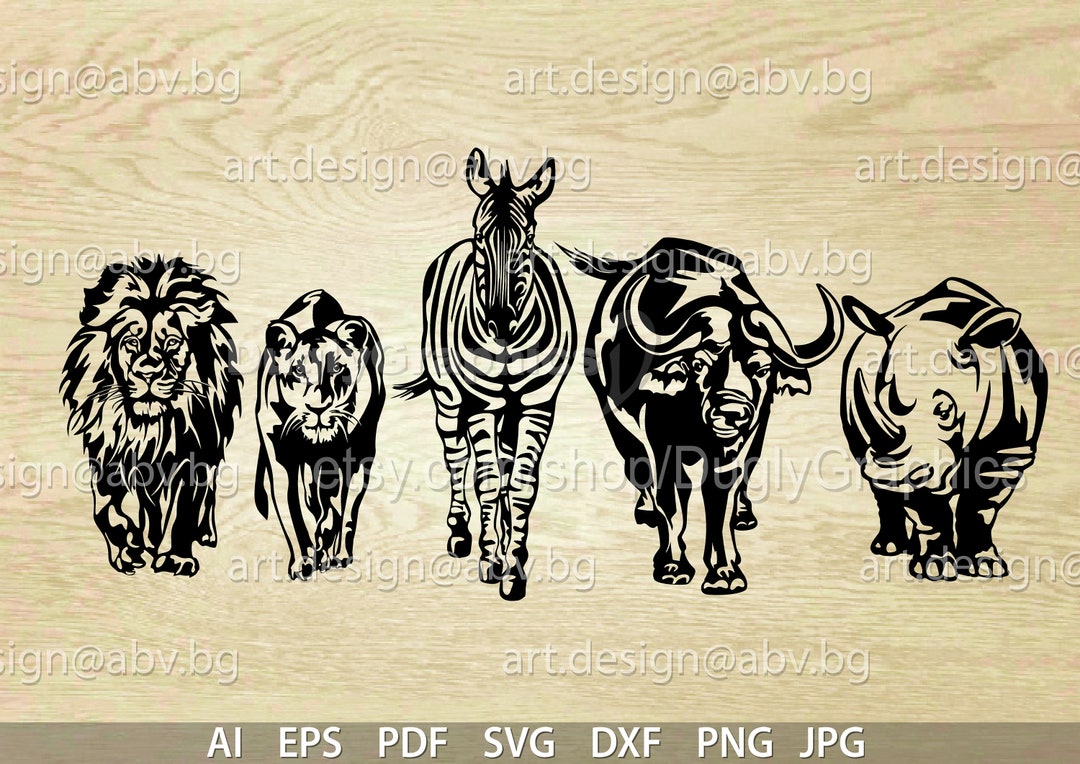 Vector SAFARI ANIMALS, Front, Ai, Eps, Pdf, Svg, Dxf, Png, Jpg Download ...