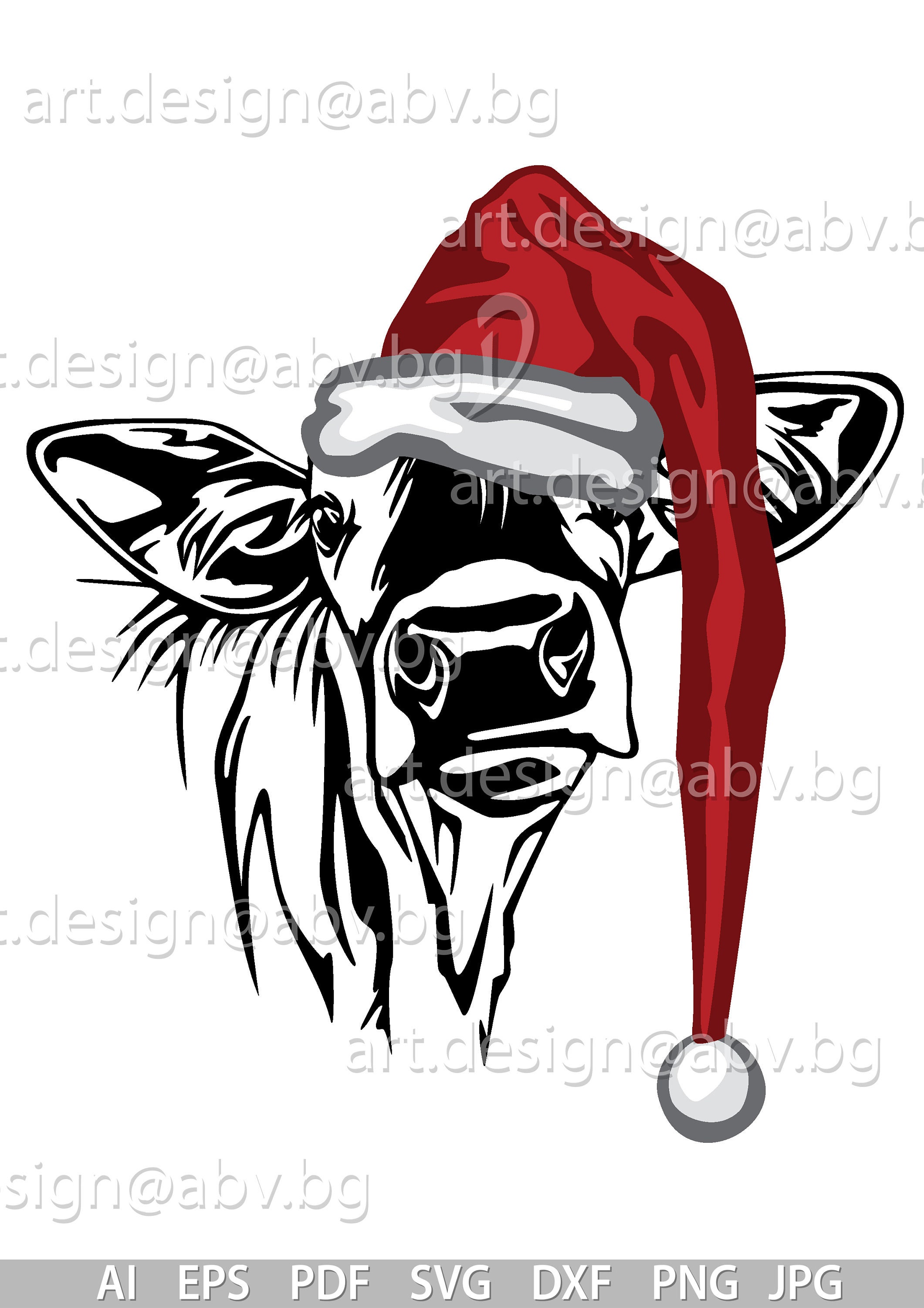 Vector 12 COWS With Christmas Hat Svg Pet Head AI PNG Eps Pdf | Etsy
