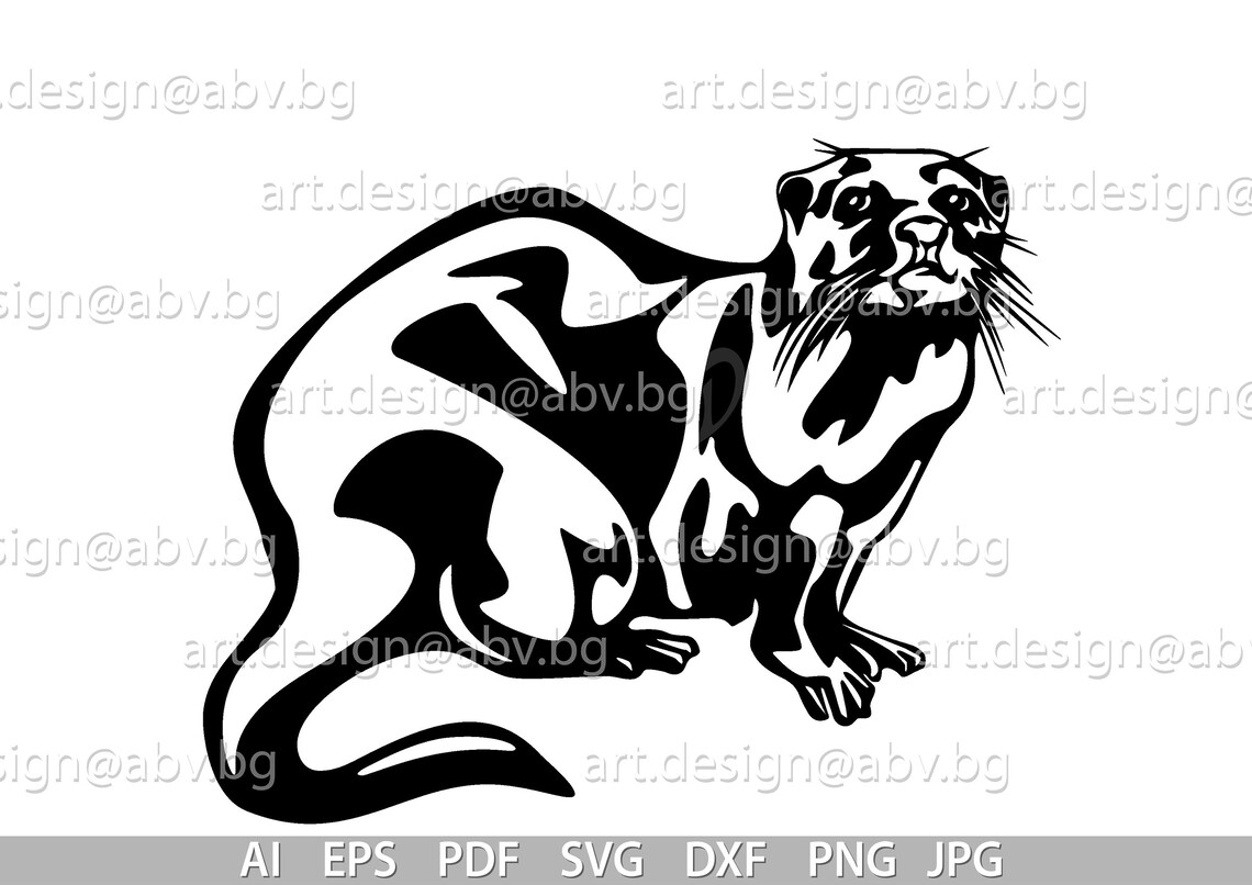 Vector River Otter Image (svg, Ai, Png, Pdf, Eps, Dxf, Jpg) (digital ...