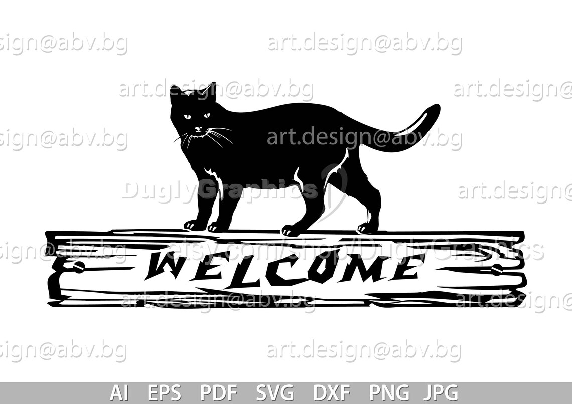 Vector WELCOME CAT Text Ai Eps Pdf Svg Dxf Png Jpg - Etsy
