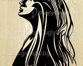 Long Hair Woman Svg - Etsy