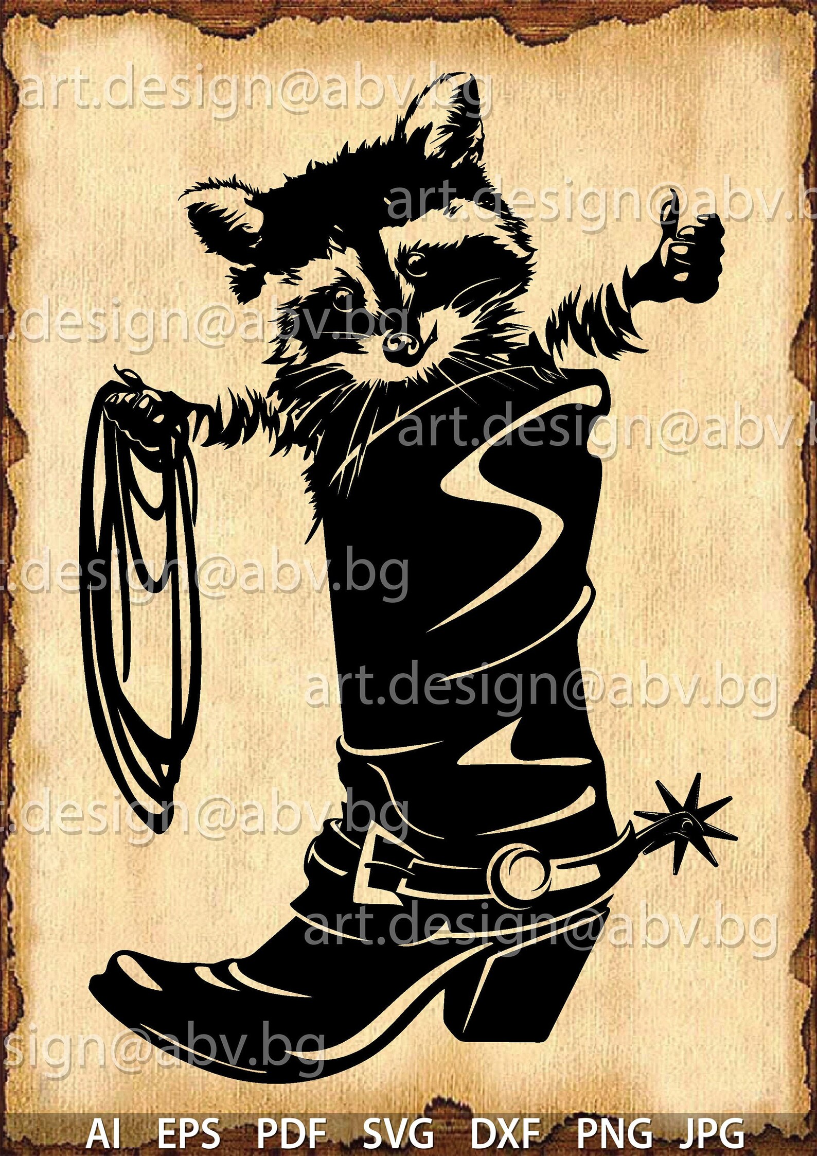 Vector RACCOON in COWBOY BOOT Ai Eps Pdf Svg Dxf Png | Etsy