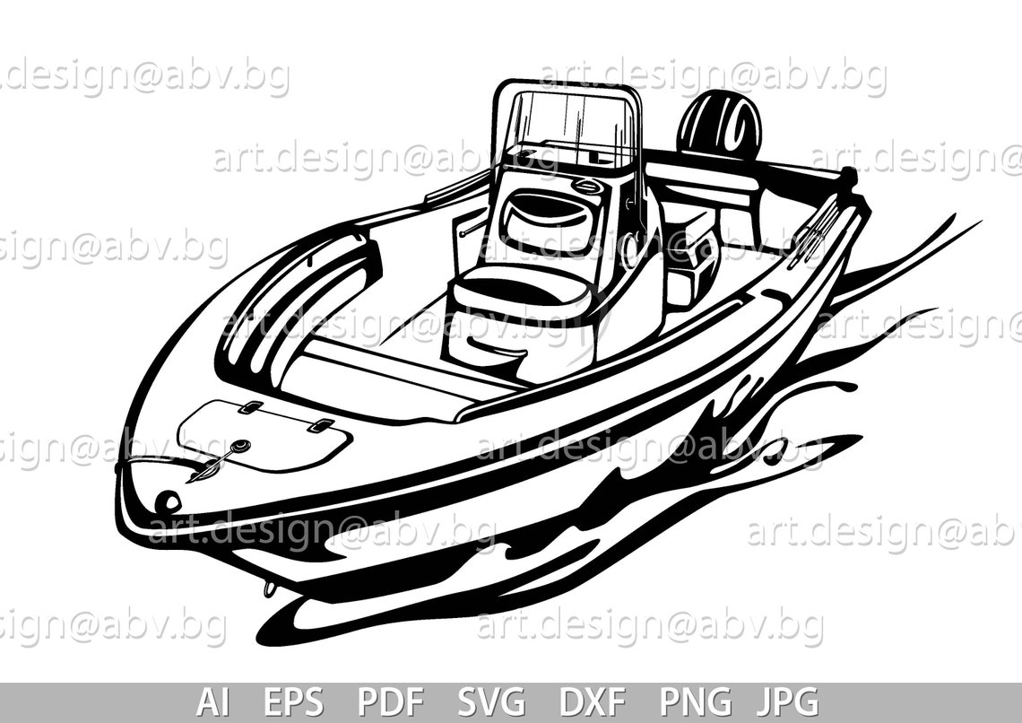 Vector BOAT Motorboat Ai Eps Svg Dxf Pdf Png Jpg | Etsy