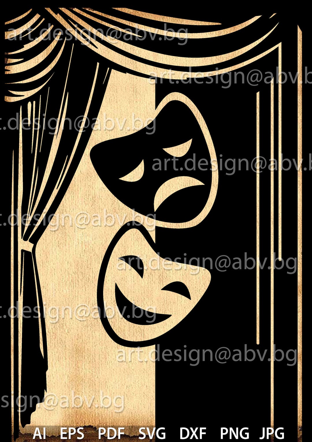 Vector THEATER MASKS, AI, Eps, Pdf, Svg, Dxf, Png, Jpg Download Files ...