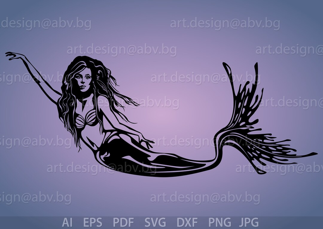 Vector MERMAID, Nymph, AI, Eps, Pdf, Svg, Dxf, Png, Jpg Image Download ...