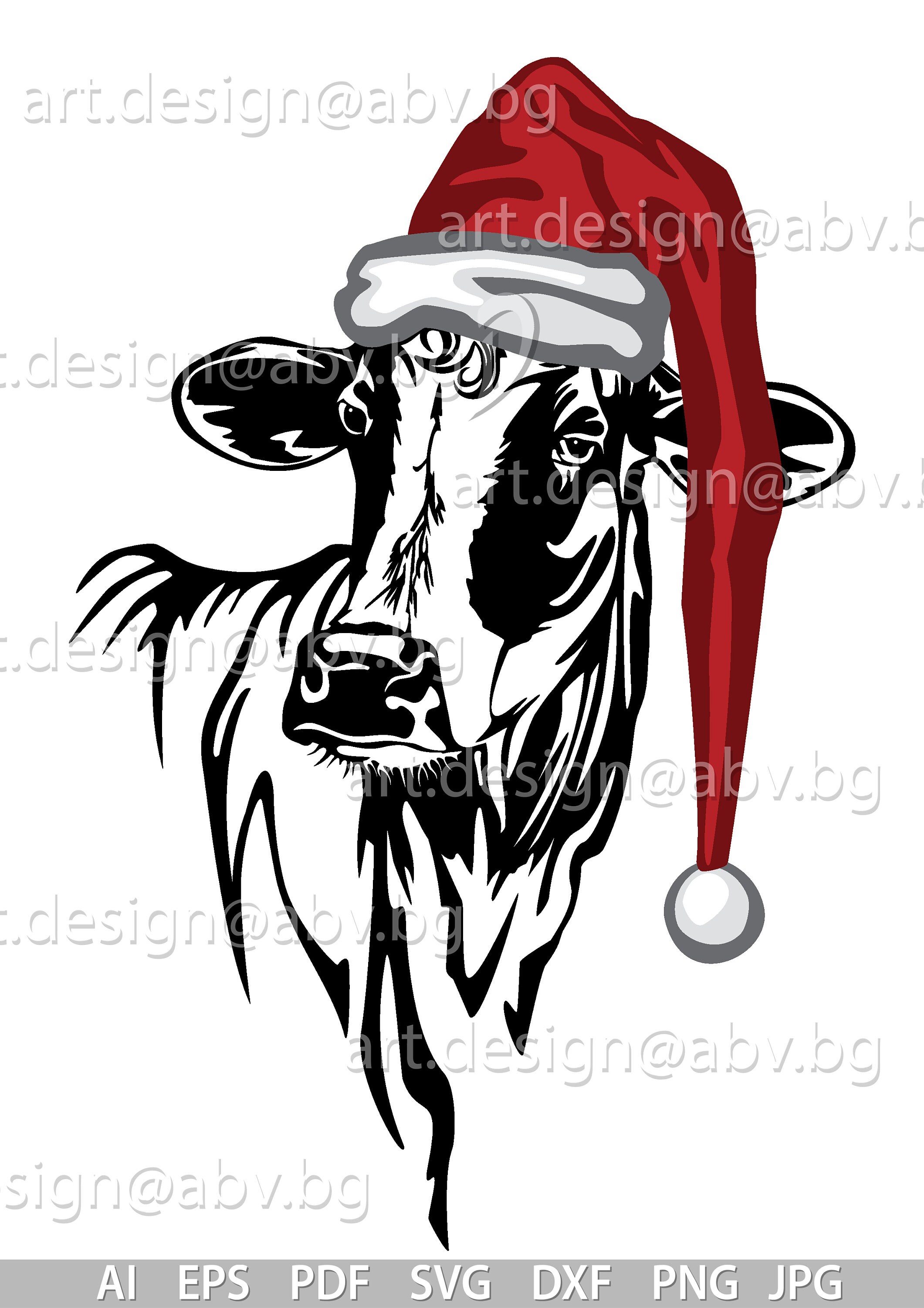 Vector 12 COWS With Christmas Hat Svg Pet Head AI PNG Eps Pdf | Etsy