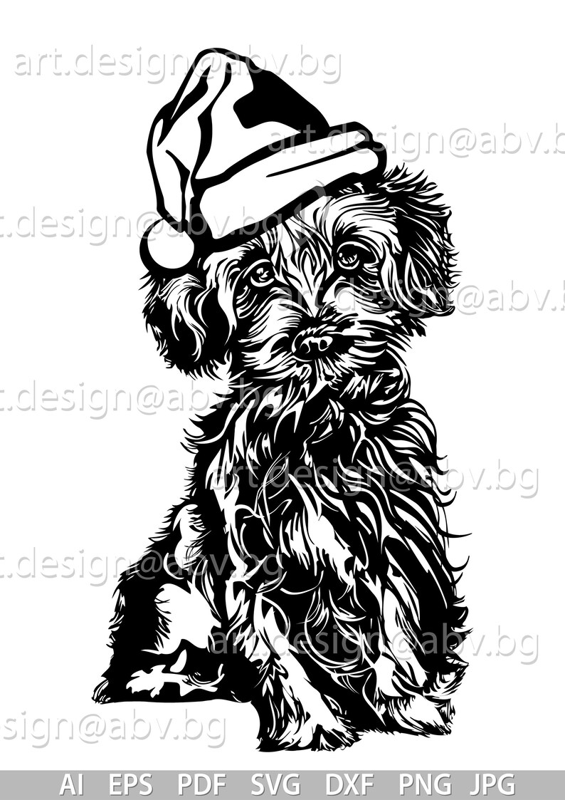 Vector DOG With Christmas Hat, Goldendoodle, Svg Pet Body, AI, PNG, Eps ...