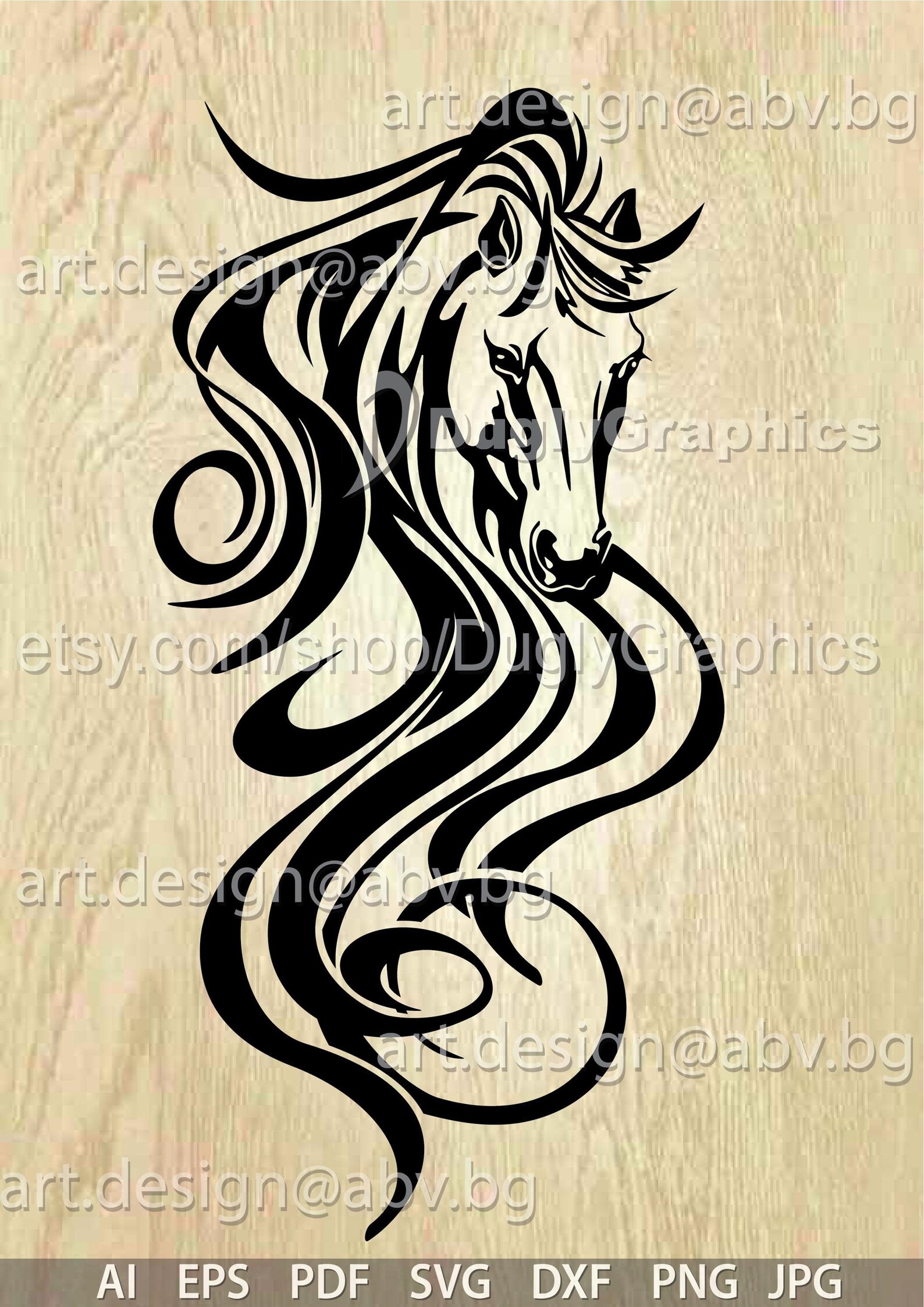 Abstract Horse Head Vector (svg, Dxf, Ai, Eps) (digital Download) - Etsy