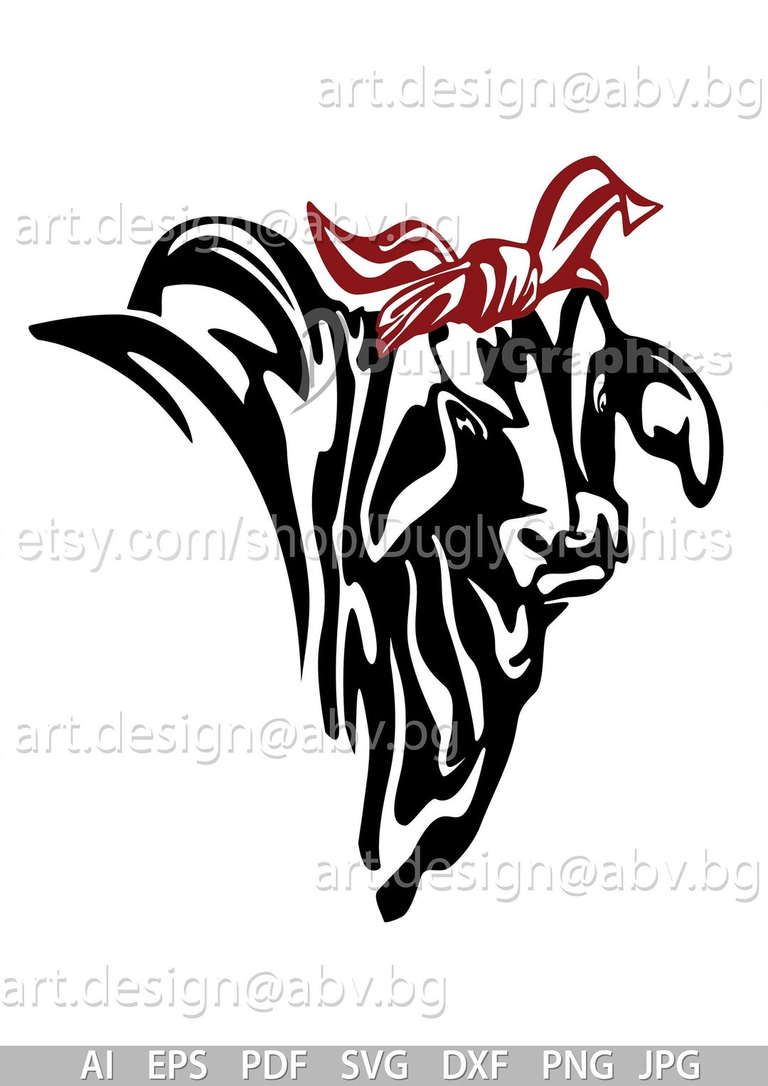 Vector COW Brahman Head With Bandana AI PNG Eps Pdf Svg - Etsy