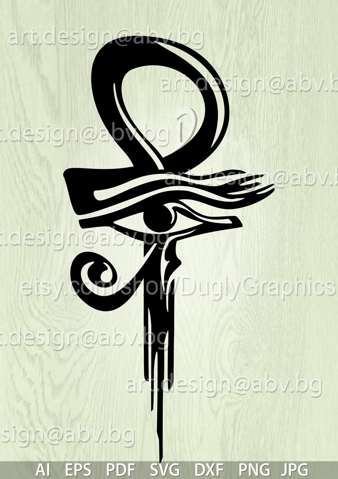 Ankh and Horus Eye Vector Graphic: Ancient Egypt Symbol (digital ...