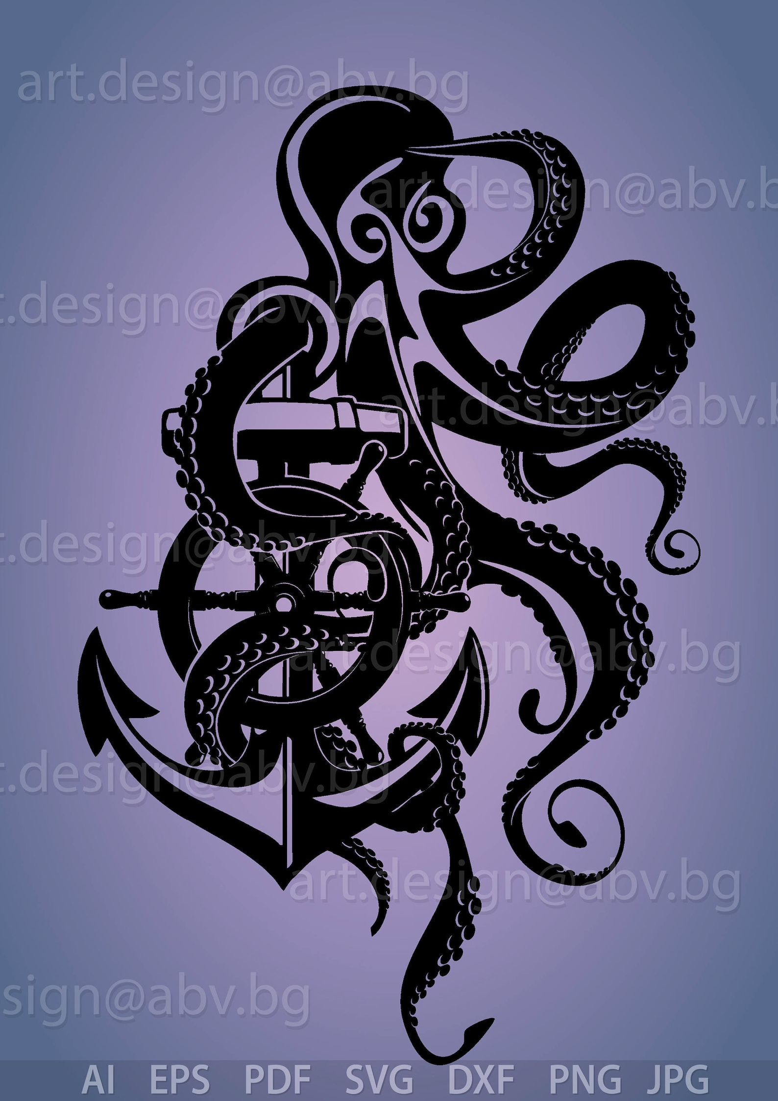 Vector OCTOPUS and Anchor Devil-fish AI Eps Pdf Svg Dxf - Etsy