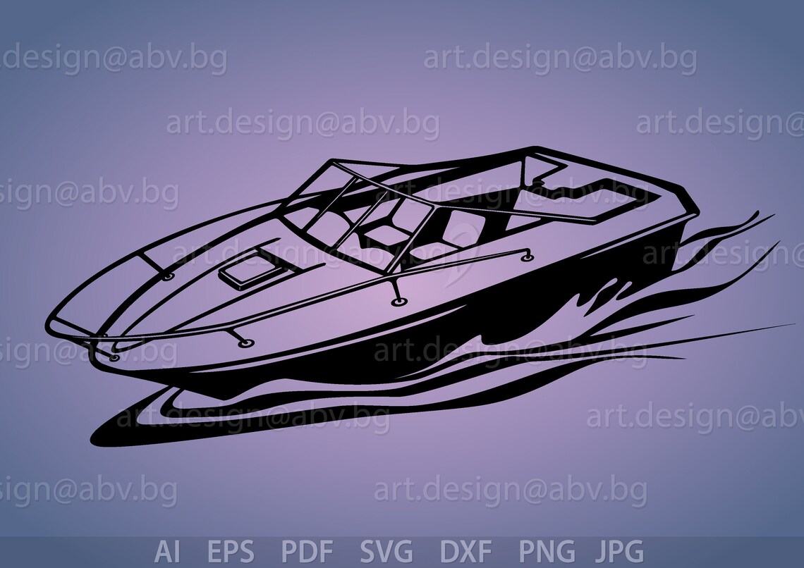 Vector BOAT Motorboat Ai Eps Svg Dxf Pdf Png Jpg - Etsy Canada