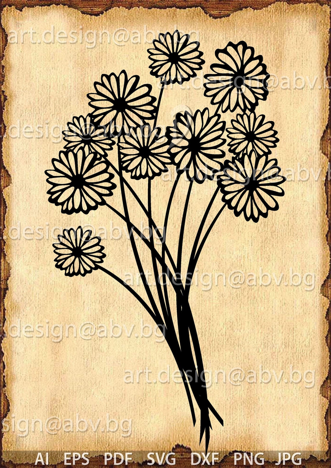 Vector FLOWERS Daisies AI PNG Eps Pdf Svg Dxf Jpg | Etsy