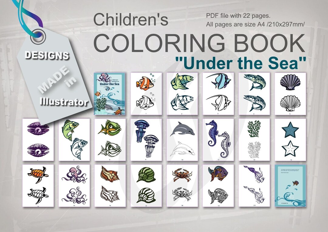 PDF Children's COLORING BOOK “under the Sea”, Workbook, Kid Booklet - Etsy